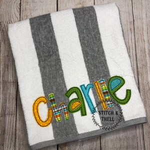 Embroidered Beach Towel, Personalized Beach Towel, Appliqué Beach Towel ...
