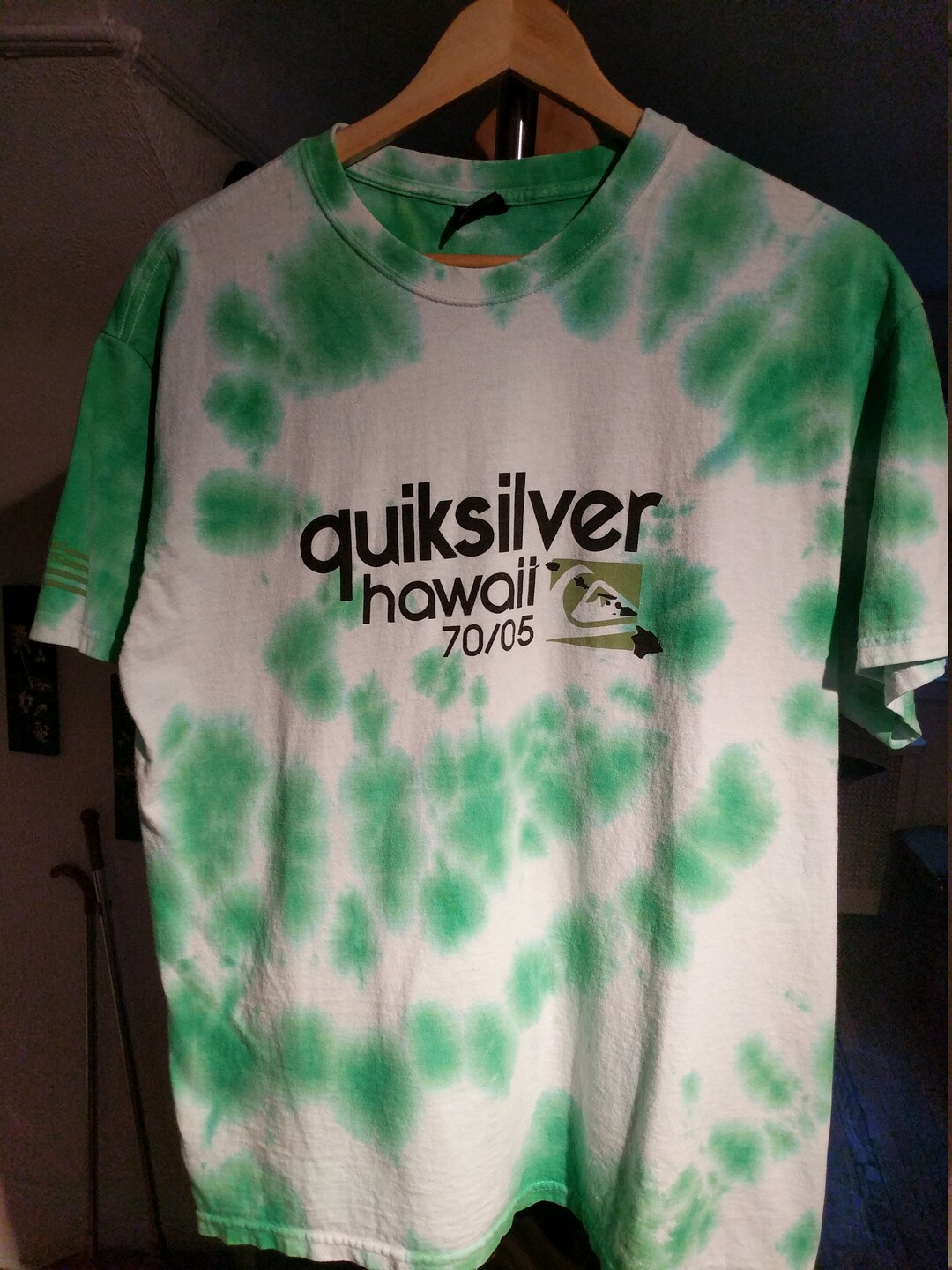 Custom Tie Dye Quicksilver Hawaii T Shirt White Green Trippy - Etsy