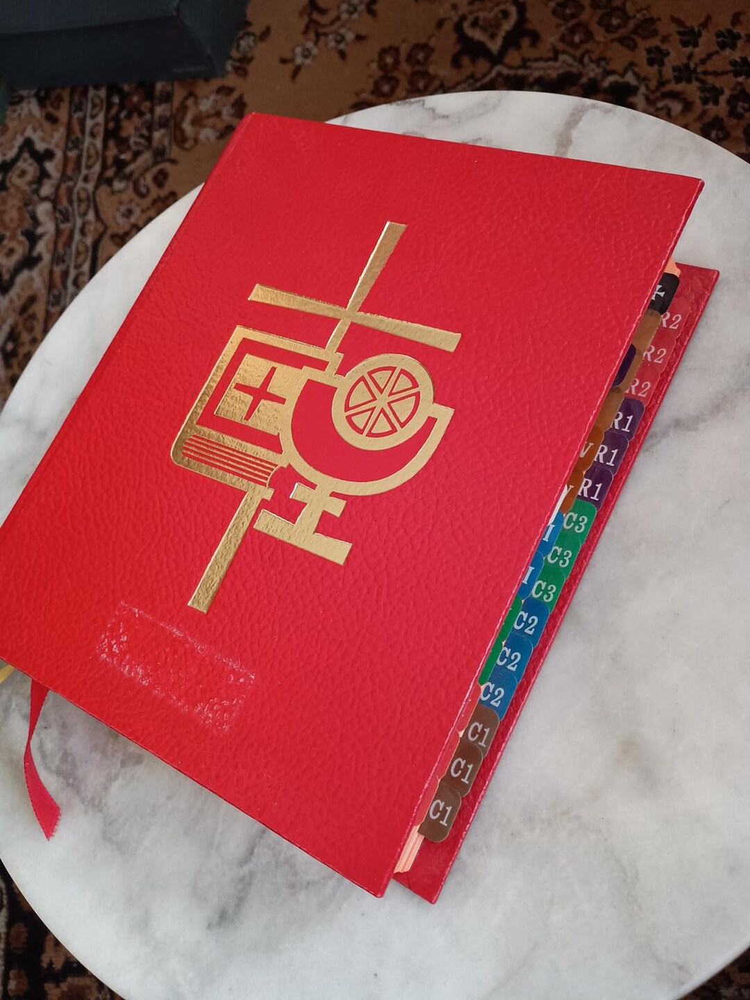 Church Bible Leather Approved Diocese USA Red Page Edges Sacramentary ...