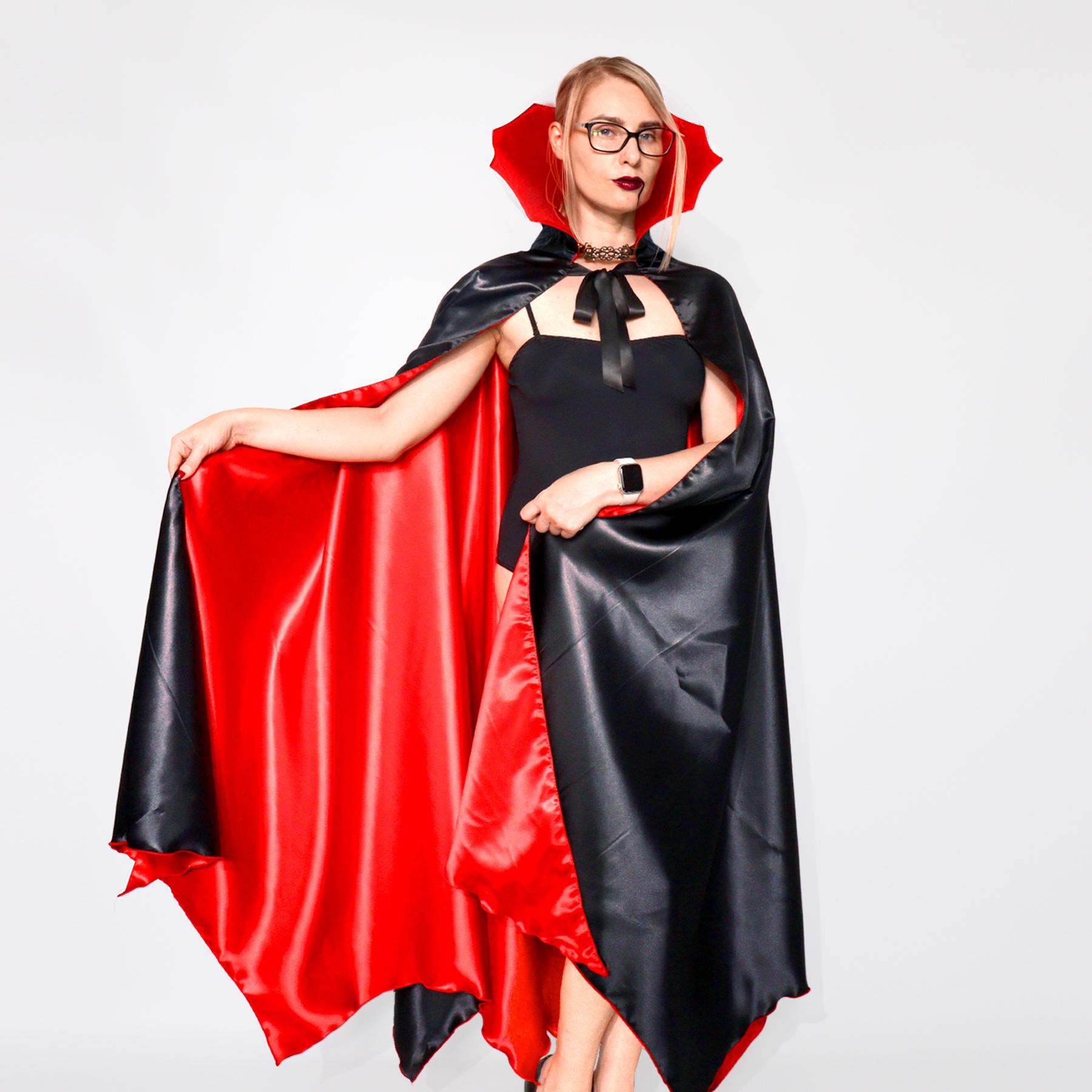 Satin Vampire Cape: Dracula Costume Cloak - Red & Black - Etsy