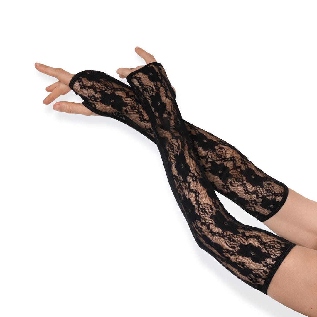 Black Lace Fingerless Gloves: Gothic Cosplay Costume - Etsy