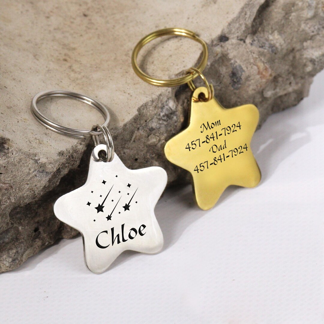 Personalized Star Dog Tag: Engraved Pet ID, Cat Collar Tag - Etsy
