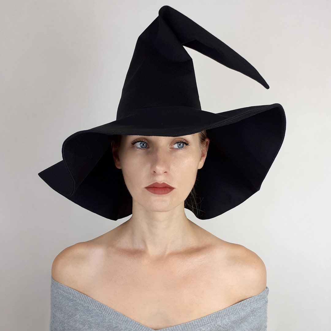 Handmade Black Witch Hat: Elegant Halloween Costume Accessory - Etsy