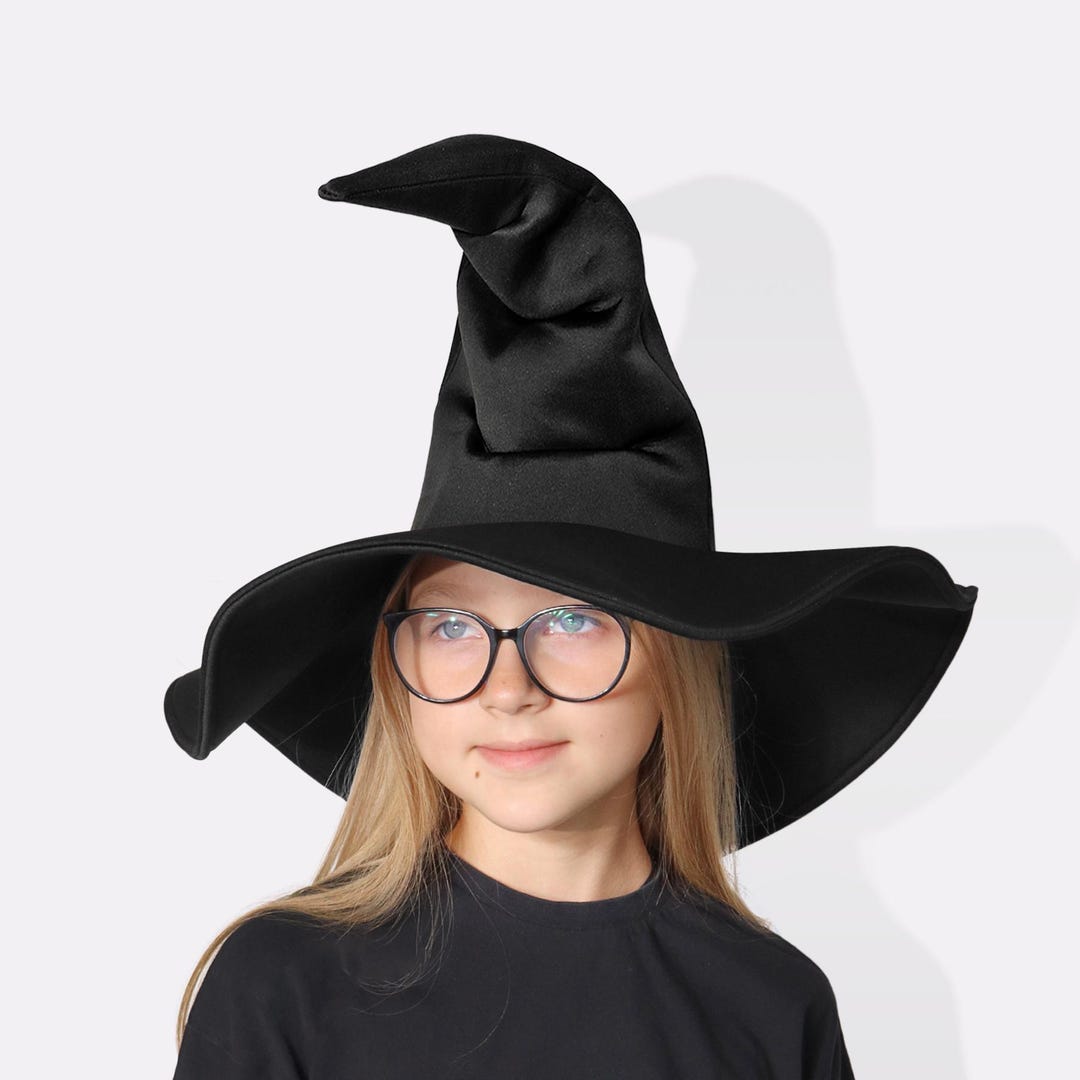 Kids Witch Hat, Wizard Costume, Crooked Pointy Sorcerer Cap for ...