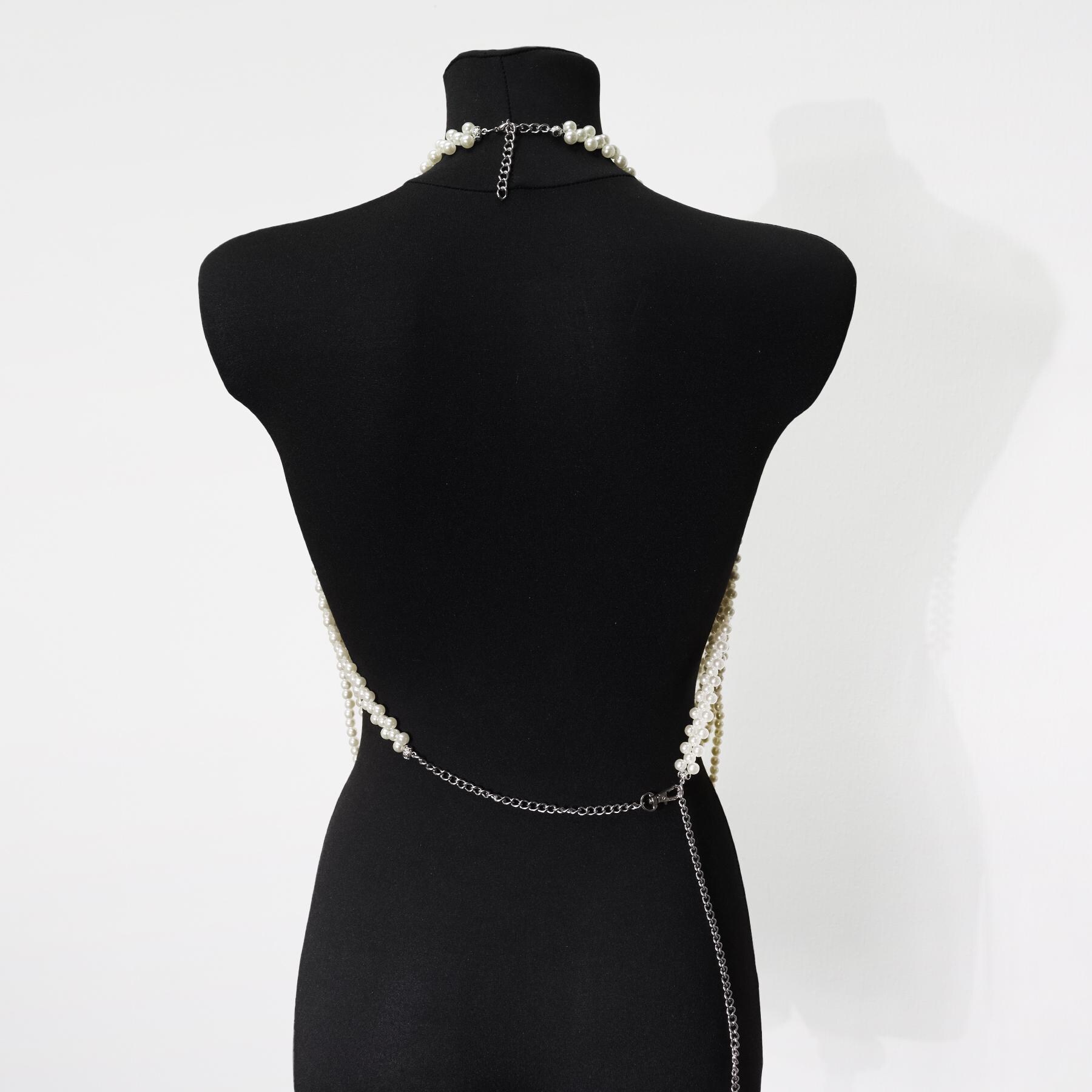 Pearl Bra Top: Beaded Body Chain, Rave Festival Jewelry - Etsy