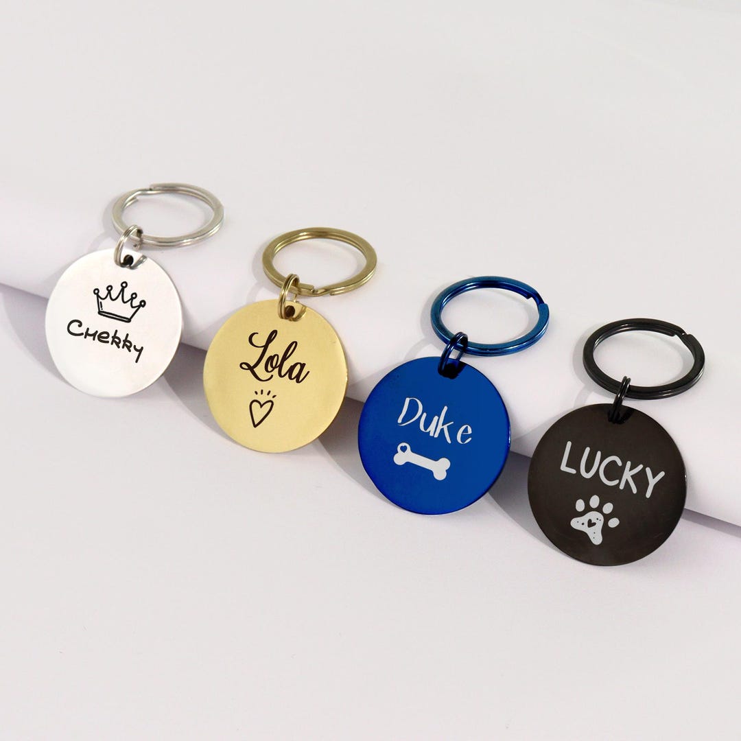 Custom Engraved Pet Tag: Dog Cat Name ID Tag - Etsy