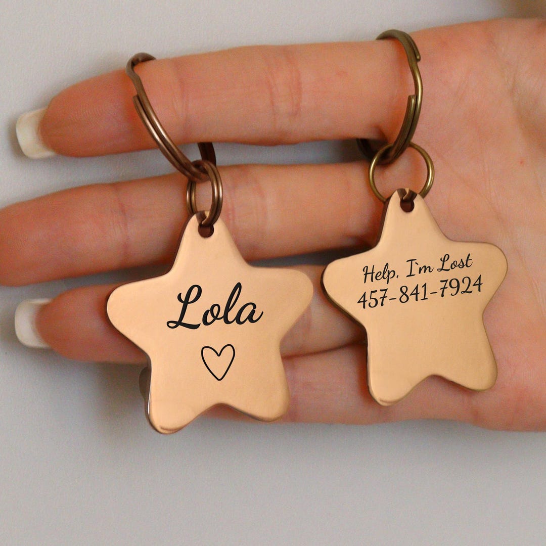 Custom Star Pet ID Tag: Engraved Dog Cat Name Tag - Etsy