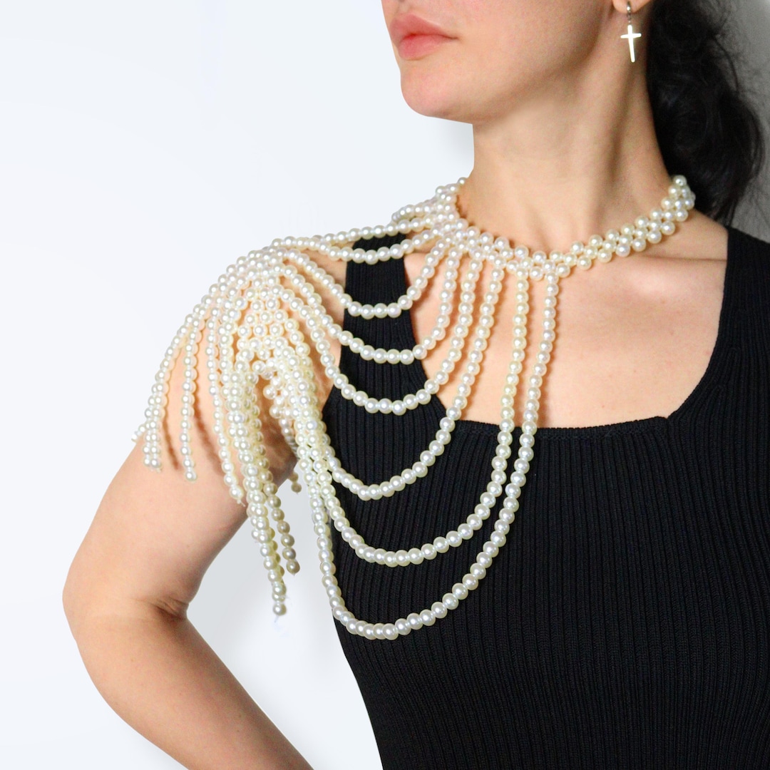 Pearl Shoulder Cape, Shoulder Jewerly, Pearl Sleeves, Bridal ...