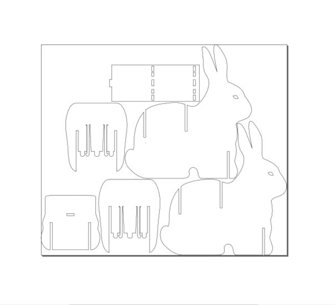 Bunny Rabbit Pencil Holder Vector File DXF, Svg, Pdf, 3D Vector File ...