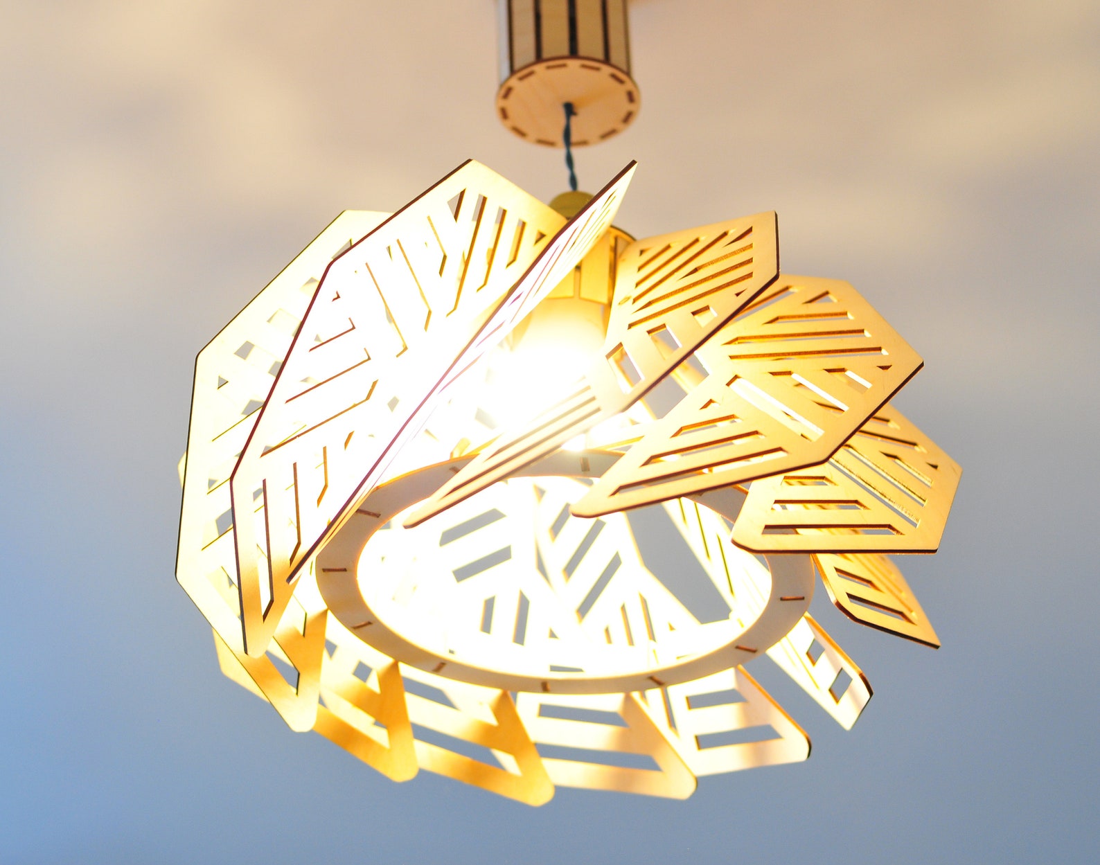 Wood Lamp Shade Vector File - Geometrical Lamp - DXF, Svg, Pdf, Png - Etsy