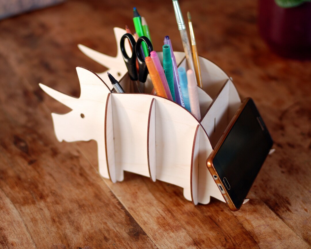 Dinosaur Pencil Holder Vector File DXF, Svg, Pdf, 3D Vector File for ...