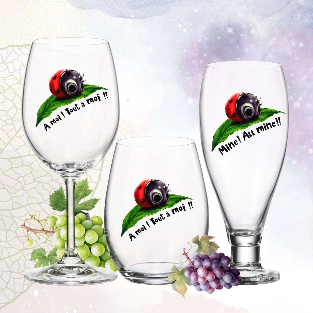 Ladybug Printed Wine Glass, Beer Glass, Birthday, Party, Customizable ...