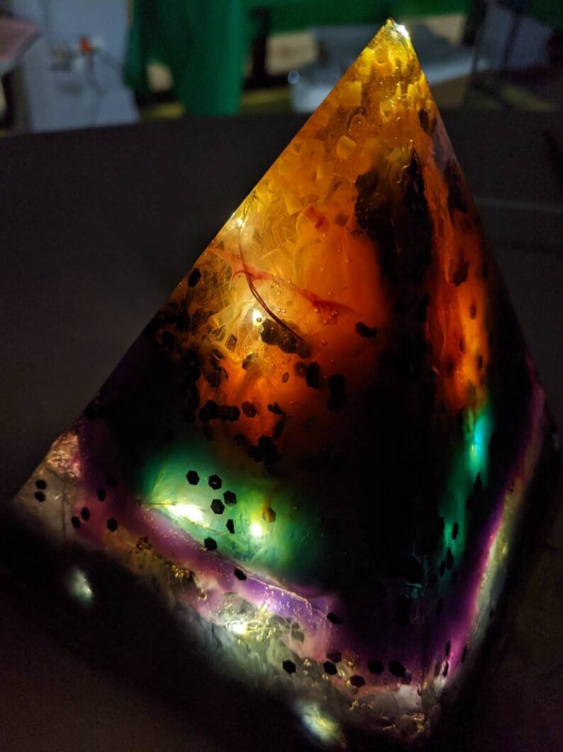 Epoxy Resin Multi Colored Light up Pyramid Tabletop Sculpture - Etsy