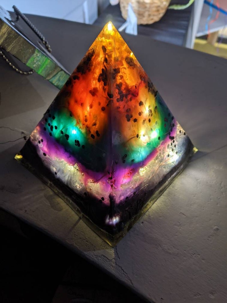 Epoxy Resin Multi Colored Light up Pyramid Tabletop Sculpture - Etsy