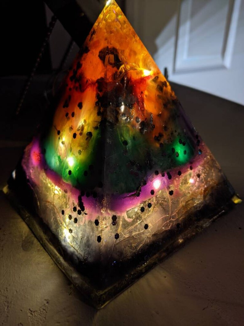 Epoxy Resin Multi Colored Light up Pyramid Tabletop Sculpture - Etsy