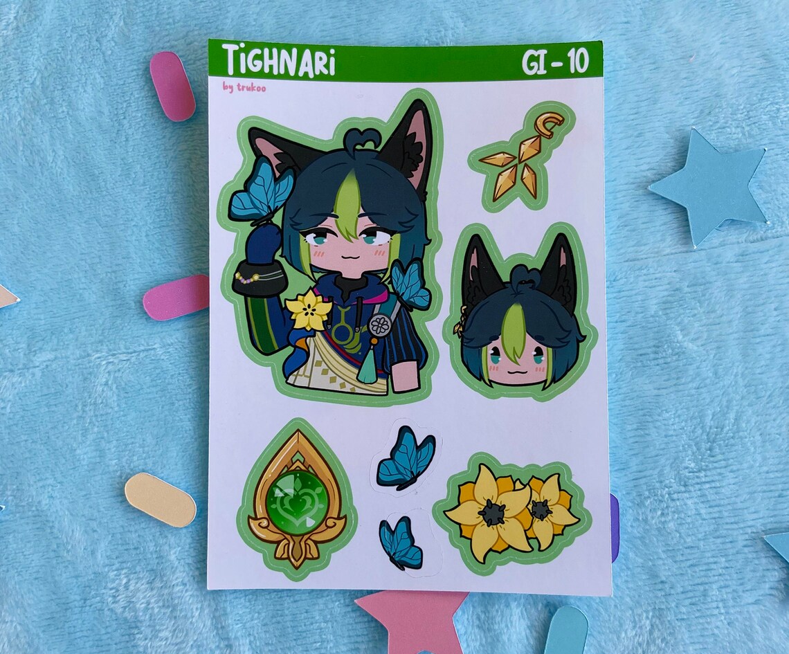 Genshin Impact Tighnari Sticker Sticker Sheet Glossy - Etsy Ireland