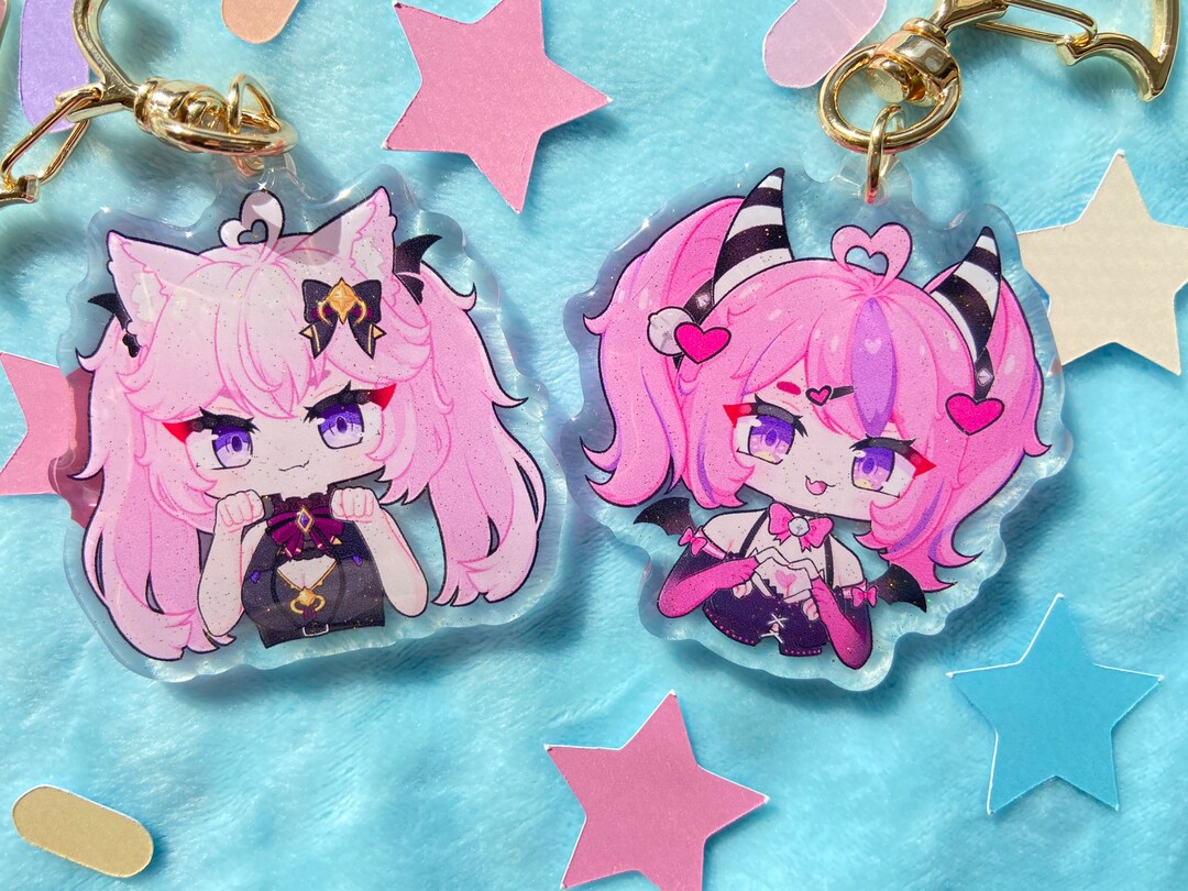 VSHOJO Ironmouse and Nyanners Double-sided 2 Glitter Acrylic Keychain ...