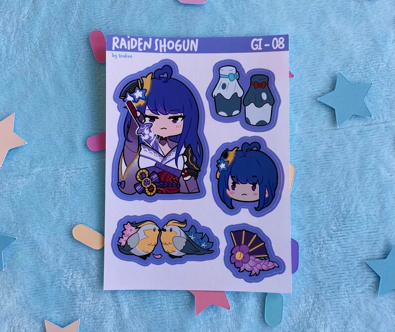 Genshin Impact Raiden Shogun Sticker Sticker Sheet - Etsy Canada