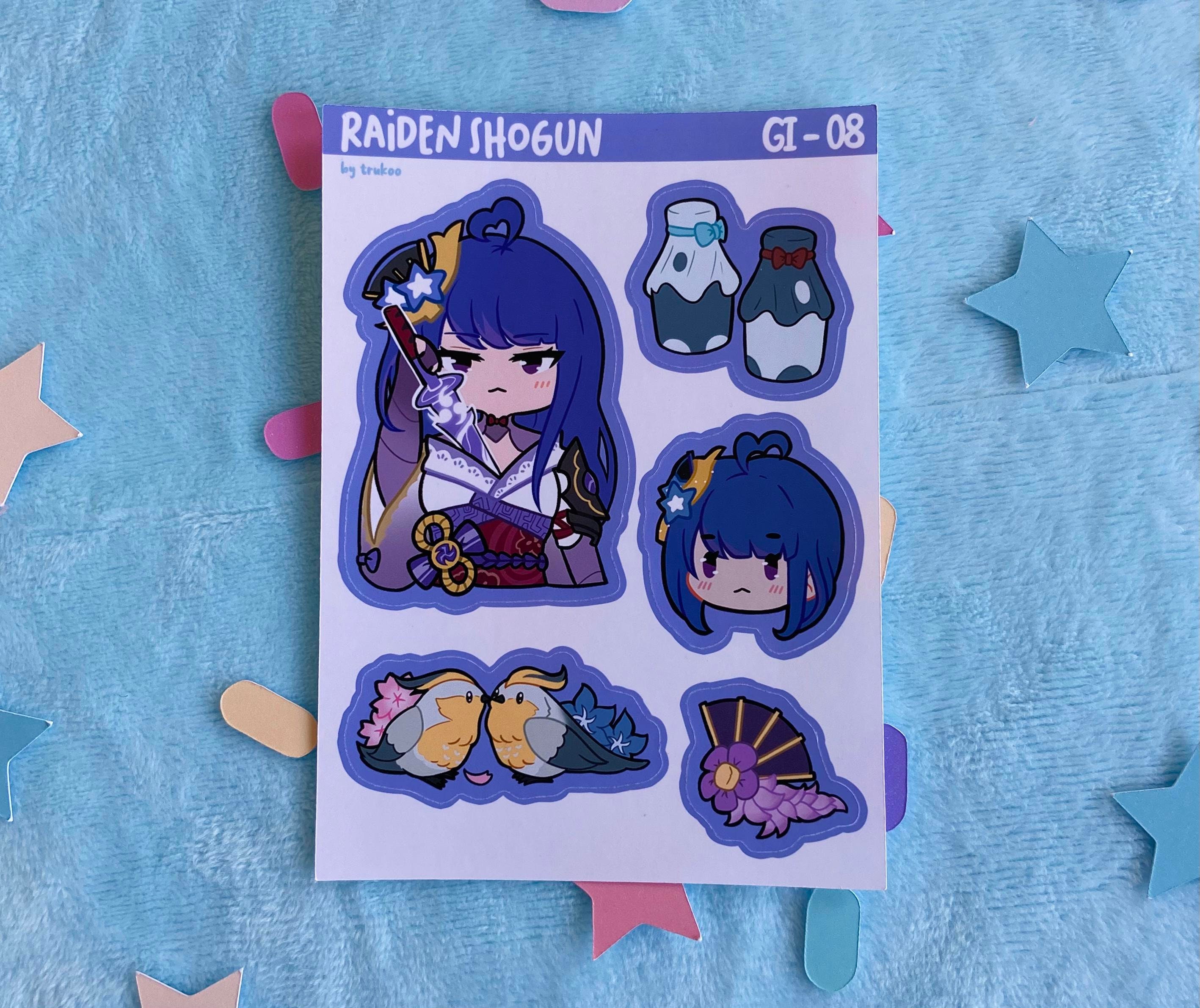 Genshin Impact Raiden Shogun Sticker Sticker Sheet - Etsy Australia