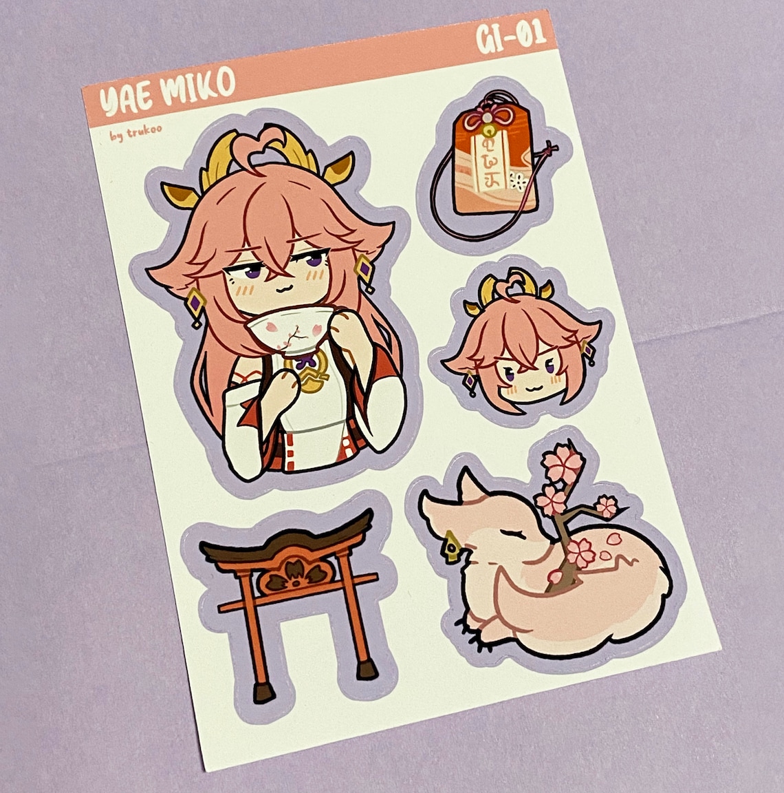 Genshin Impact Yae Miko Sticker Sticker Sheet Glossy - Etsy Hong Kong