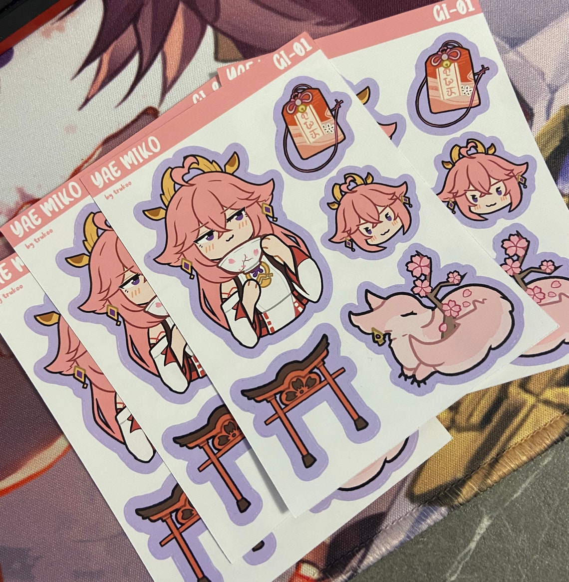 Genshin Impact Yae Miko Sticker Sticker Sheet Glossy - Etsy Hong Kong