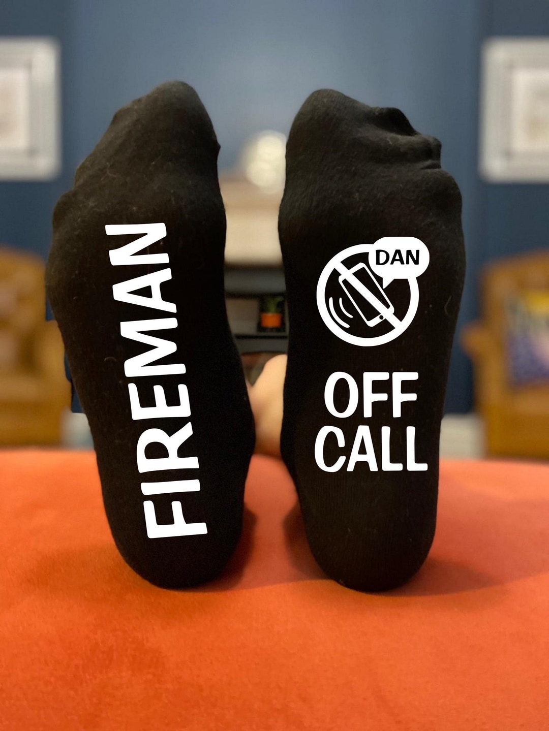 Personalised Fireman off Call Socks - Birthday Gift, Christmas Gift ...