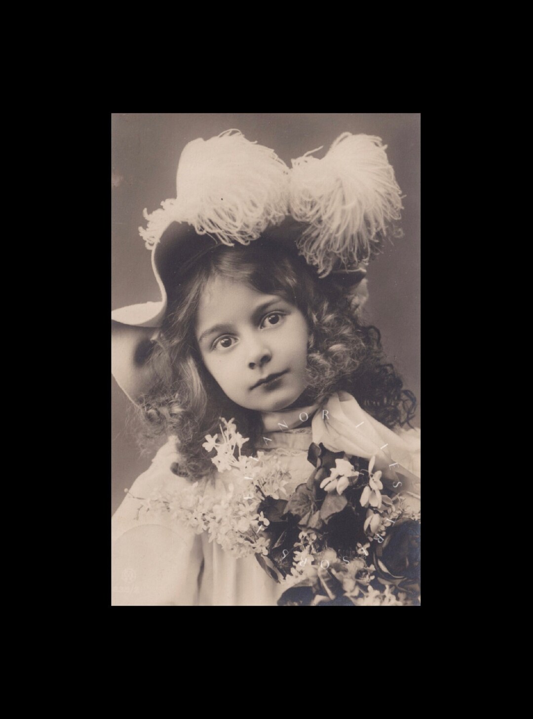 Vintage Postcard Portrait of a Beautiful Edwardian Girl Wearing an ...