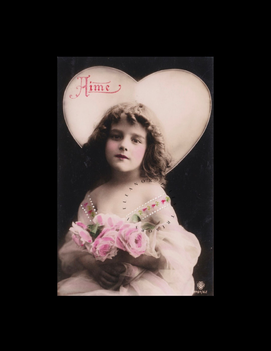 Vintage Postcard Beautiful Portrait of Grete Reinwald in a Heart Love - Etsy