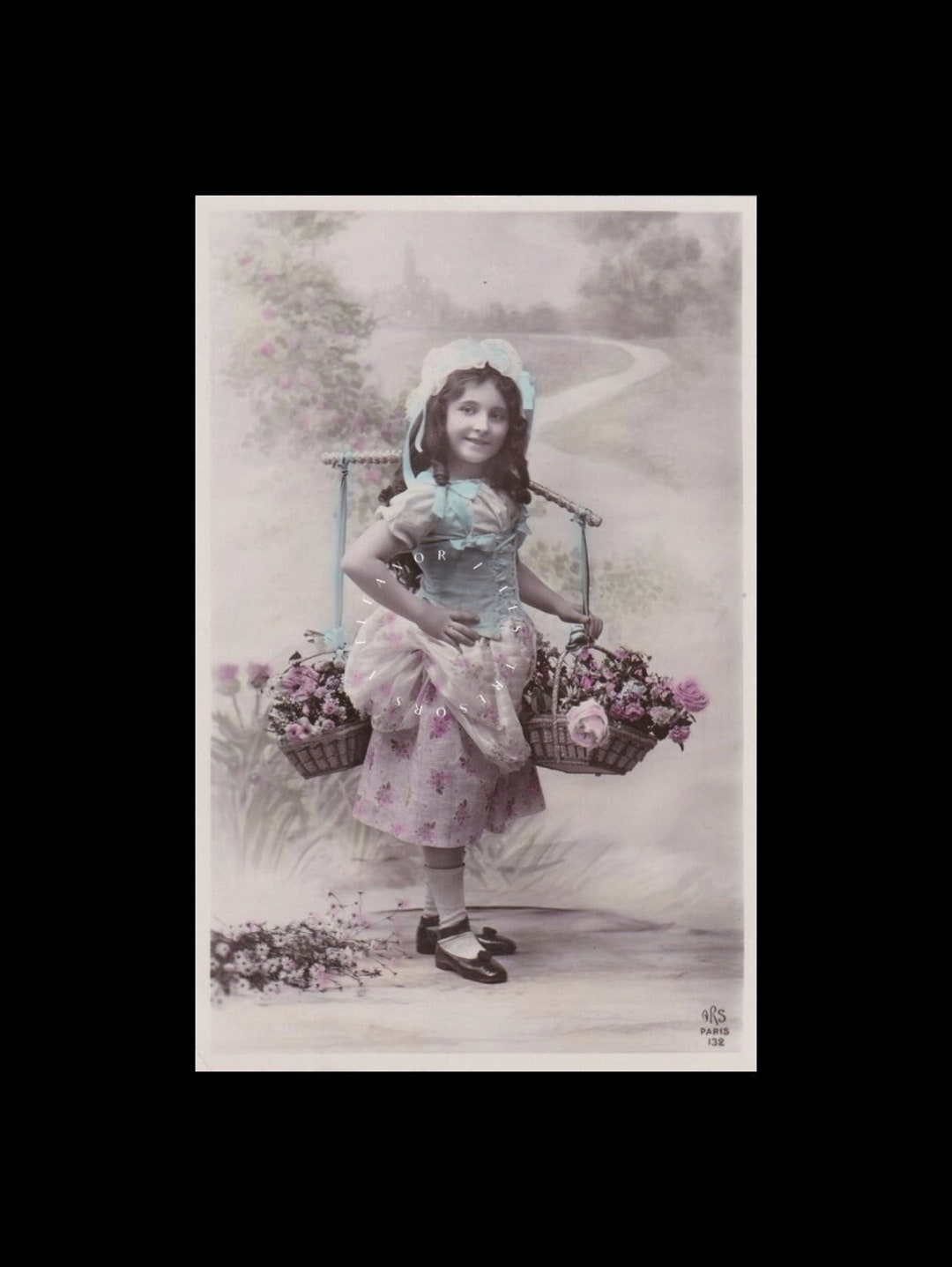 Vintage Postcard Young Girl Wearing Flowers - Etsy