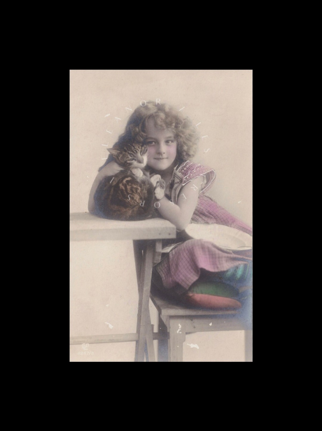 Vintage Postcard the Little Grete Reinwald Posing With a Kitten - Etsy