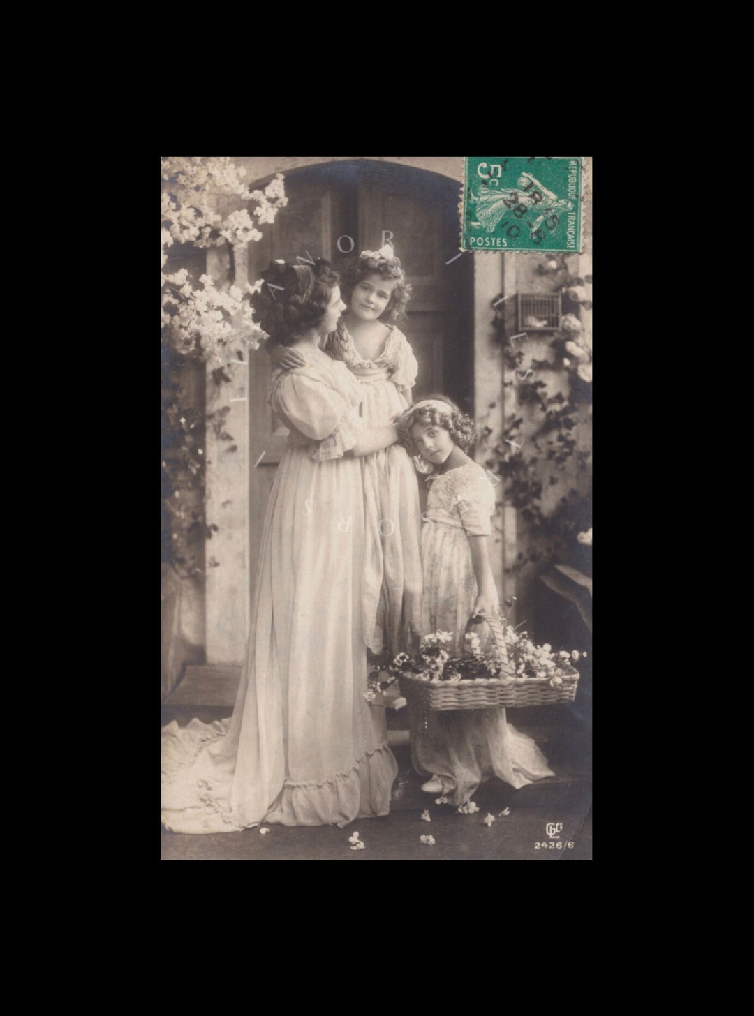 Antique Postcard Grete Reinwald and Her Little Sister Hanni With a Beautiful Young Woman - Etsy