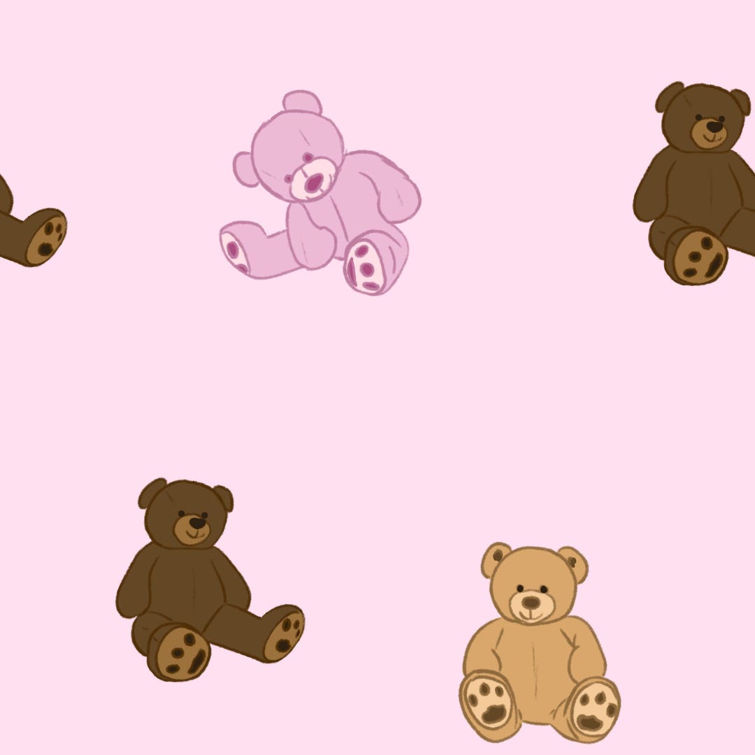 Pink Bear Seamless Pattern Set | 3-size Bundle | Baby Girl Nursery ...