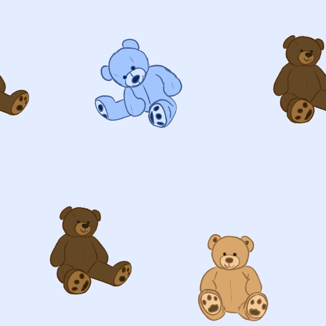 Blue Bear Seamless Pattern Set | 3-size Bundle | Baby Boy Nursery ...
