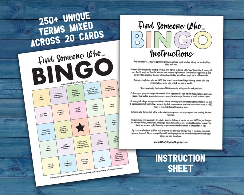 Find Someone BINGO Group Activity Ice Breaker Printable | Get to Know ...