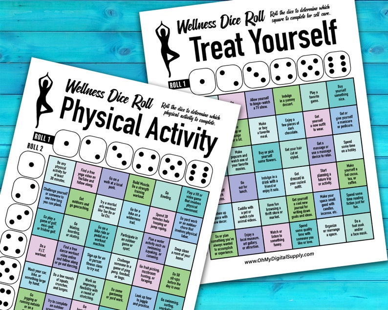 Wellness Dice Roll Printable Decision Game, Dice Roll Wellness Activity ...