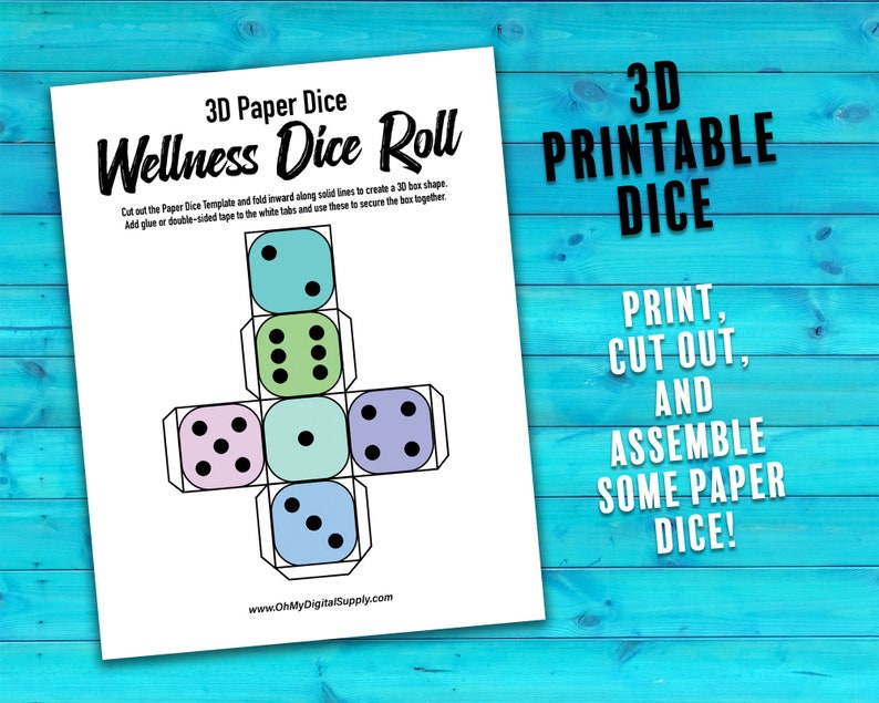 Wellness Dice Roll Printable Decision Game, Dice Roll Wellness Activity ...