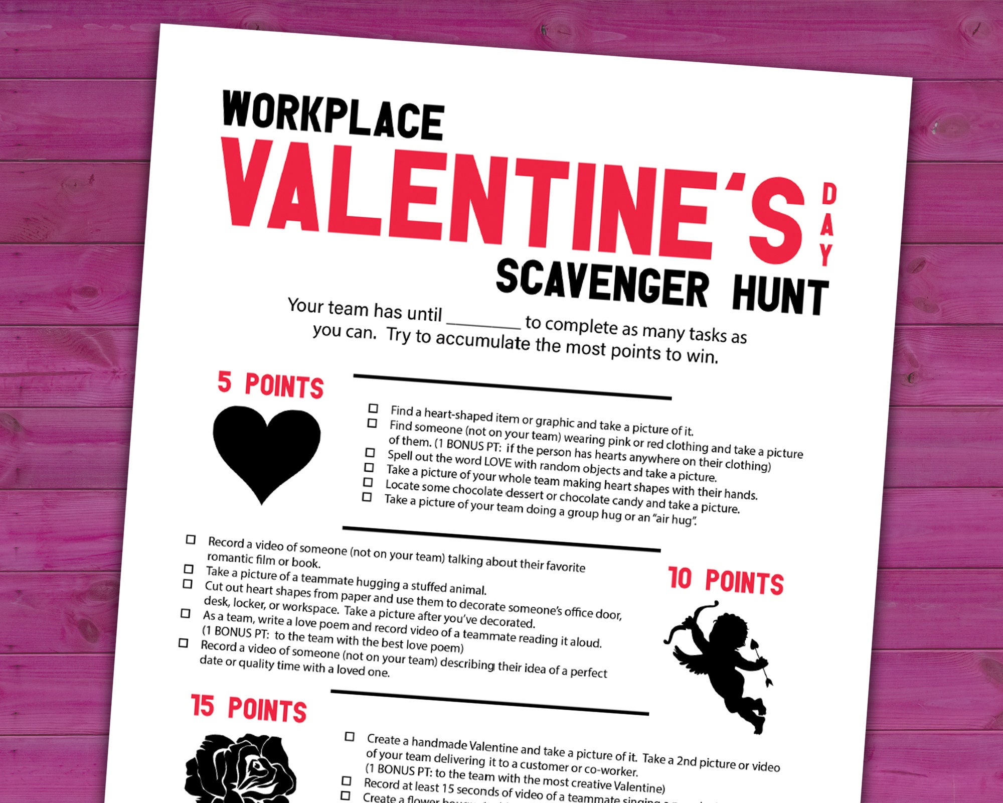 Valentine's Day Workplace Scavenger Hunt Printable Team Building ...