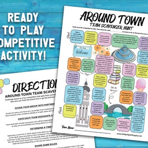 Around Town Team Scavenger Hunt Printable Activity, Group Team Building ...
