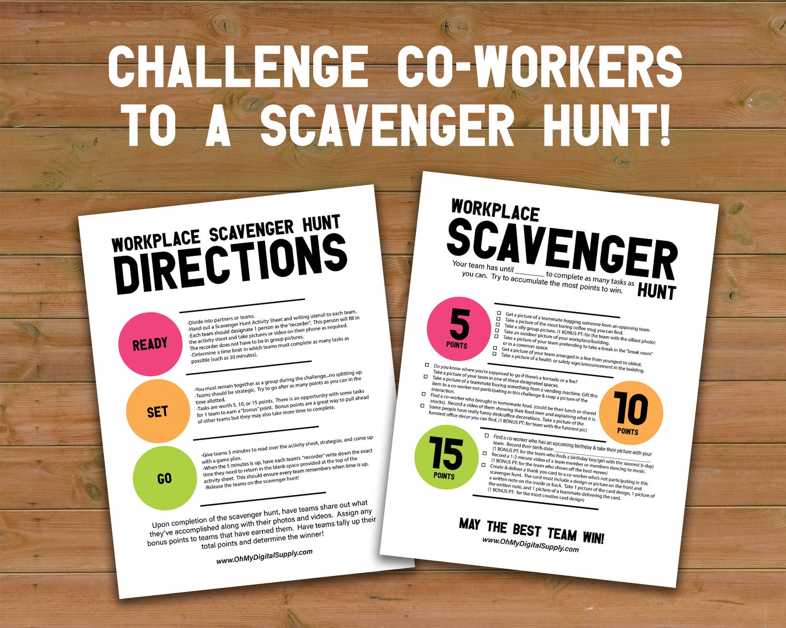 Workplace Team Building Scavenger Hunt Printable Activity | Adult ...