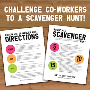 Workplace Team Building Scavenger Hunt Printable Activity | Adult ...