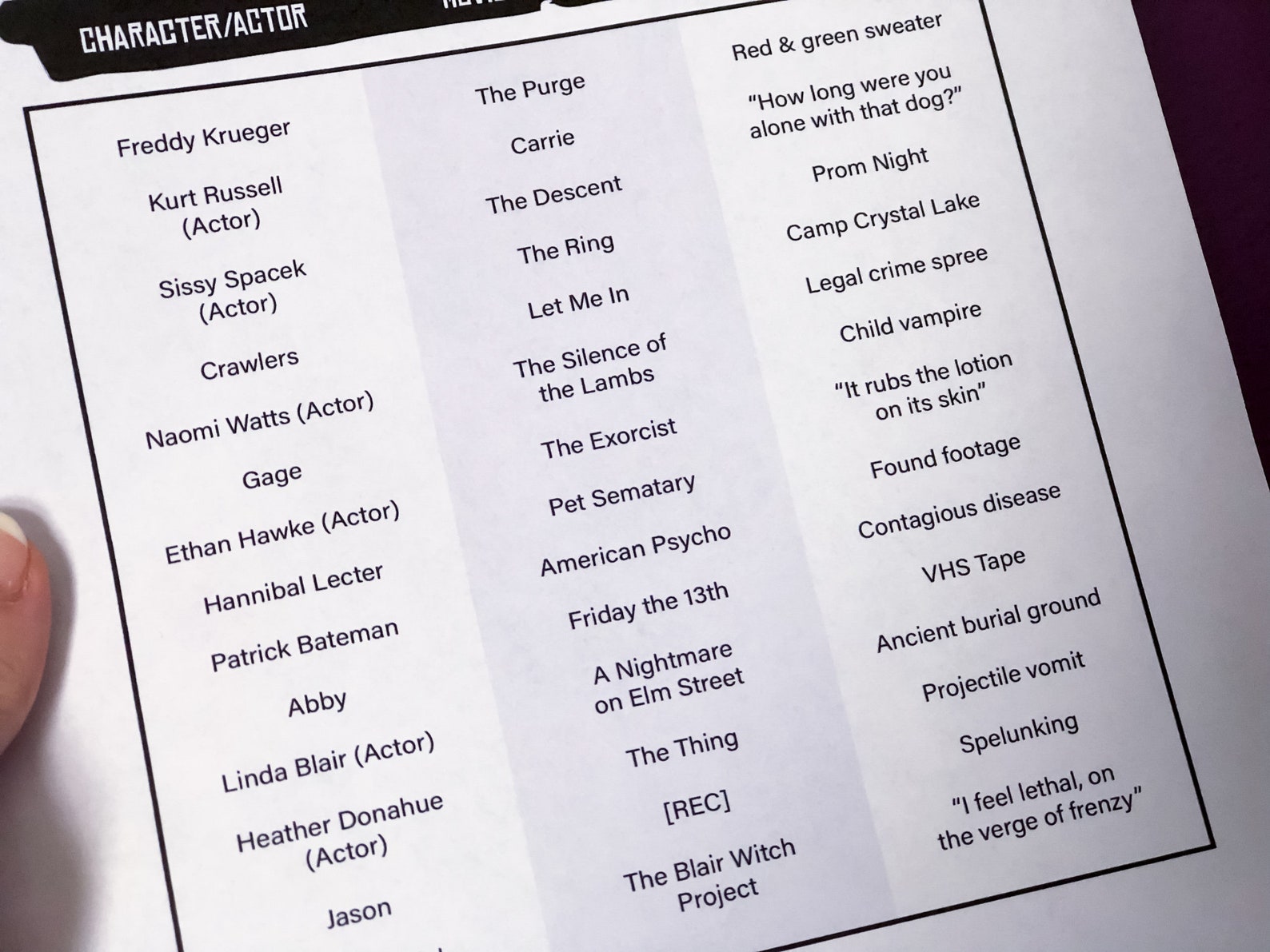 Horror Movie Matchup Printable Halloween Matching Game, Horror Film ...
