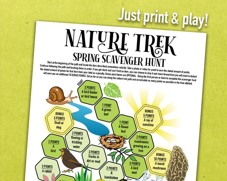 Nature Trek Seasonal Scavenger Hunt Bundle, Outdoor Printable Activity ...