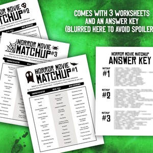 Horror Movie Matchup Printable Halloween Matching Game Horror - Etsy