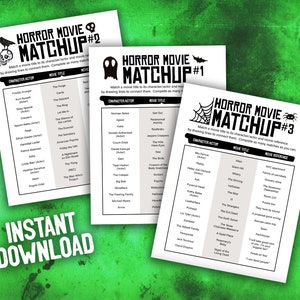 Horror Movie Matchup Printable Halloween Matching Game Horror - Etsy