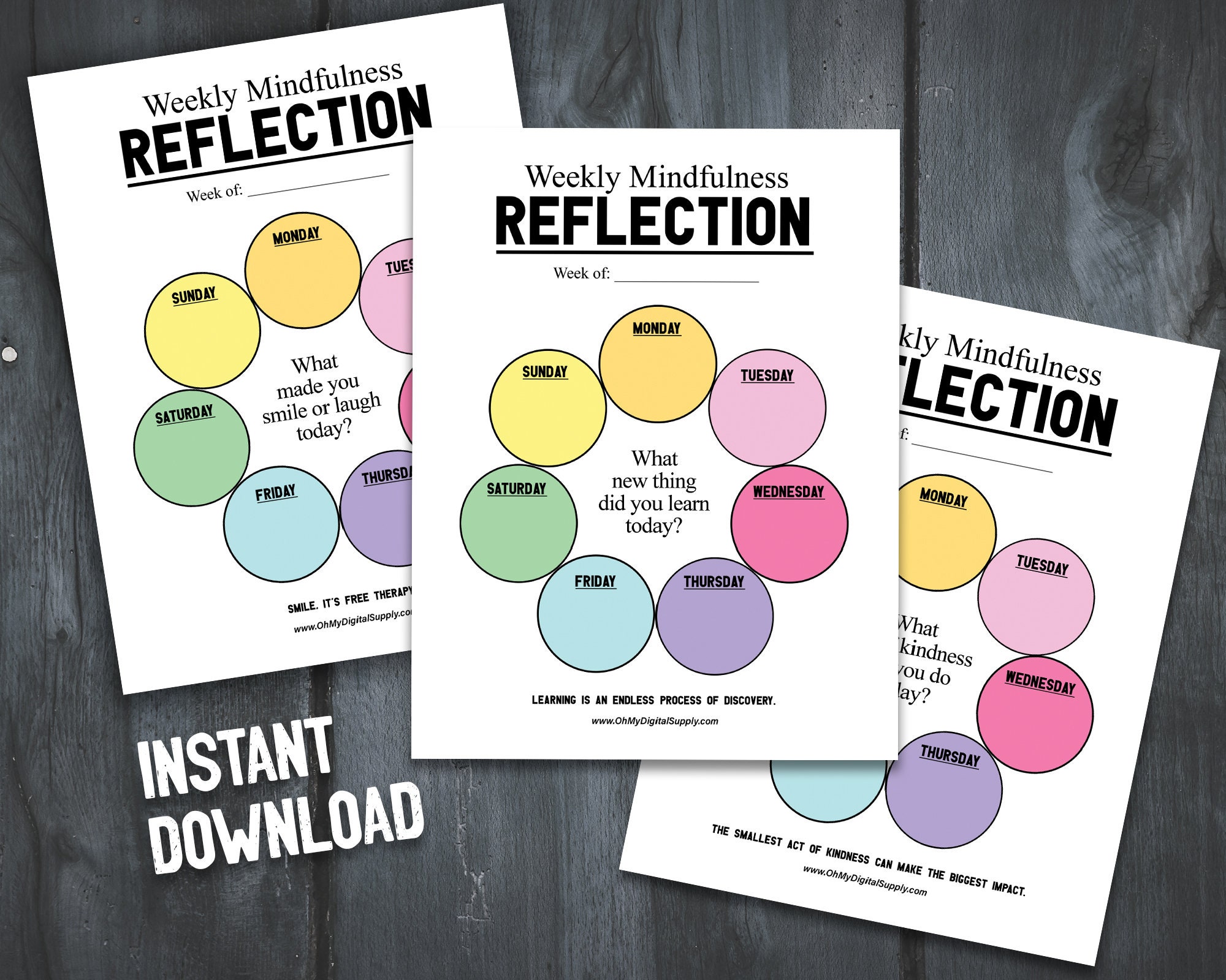 Weekly Reflection & Mindfulness Journal Page Printable Tägliche ...