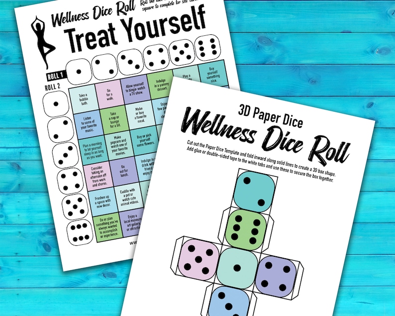 Wellness Dice Roll Printable Decision Game, Dice Roll Wellness Activity ...