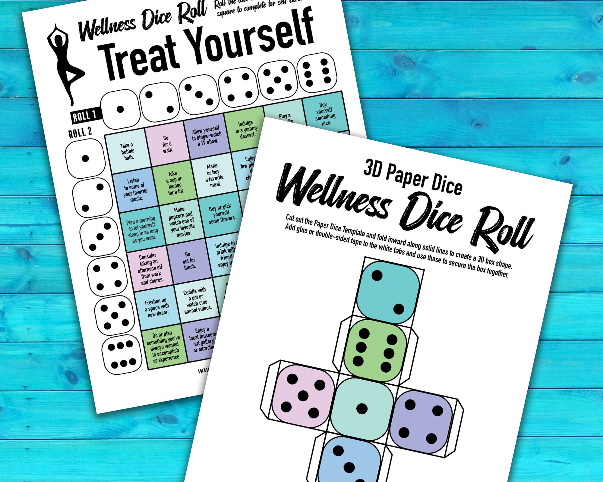 Wellness Dice Roll Printable Decision Game, Dice Roll Wellness Activity ...