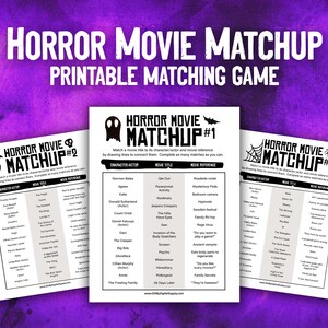 Horror Movie Matchup Printable Halloween Matching Game, Horror Film ...