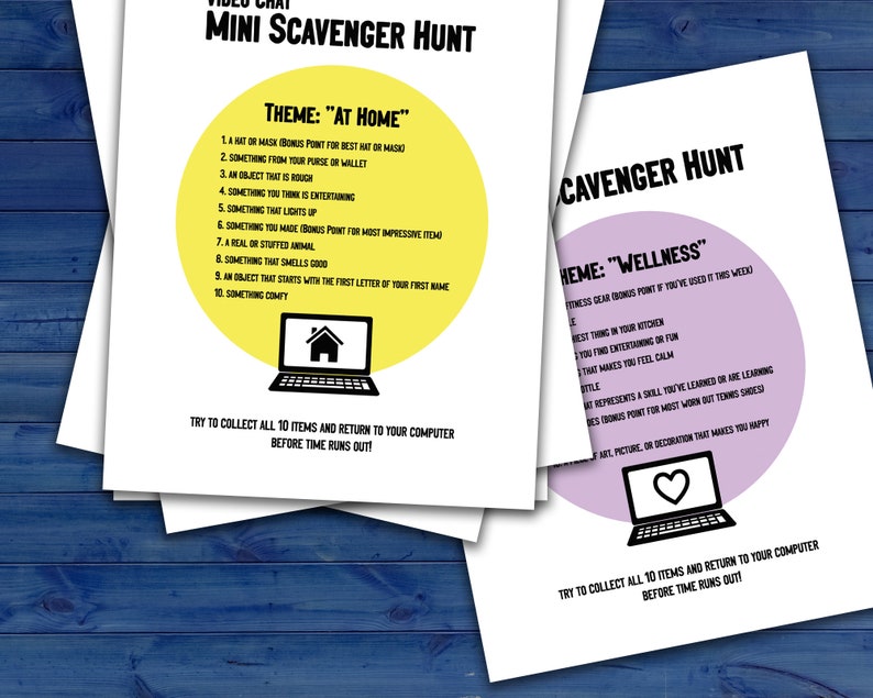 Video Chat Mini Scavenger Hunt Activity Printable Virtual Group Game ...