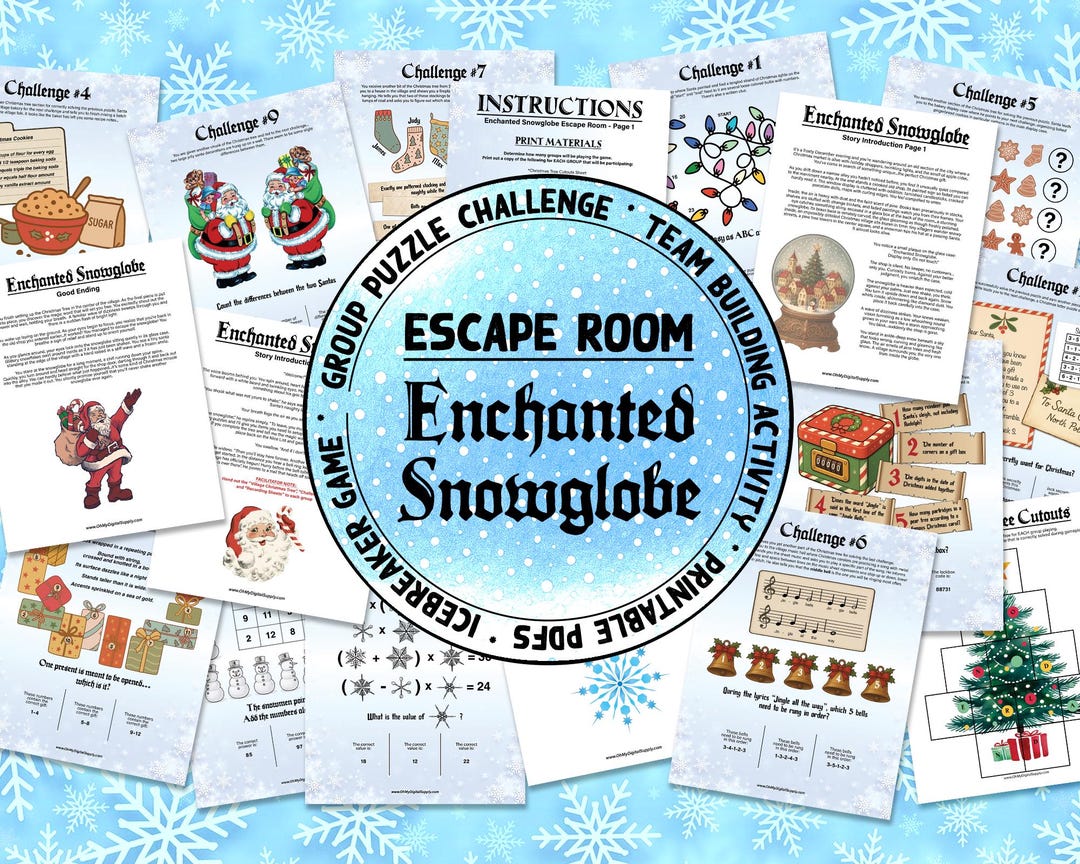 Christmas Escape Room: Enchanted Snowglobe, Printable 1 Hour Group Team ...